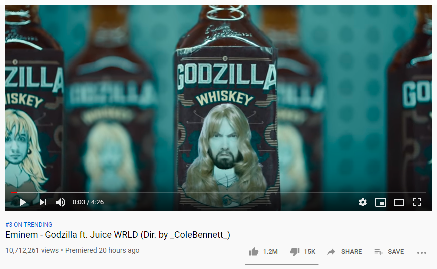 Music Video For Eminem – “Godzilla” feat. Juice WRLD Hit Over 10 ...