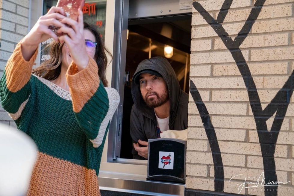 Eminem Treats Fans With Spaghetti In His New Mom’s Spaghetti Diner