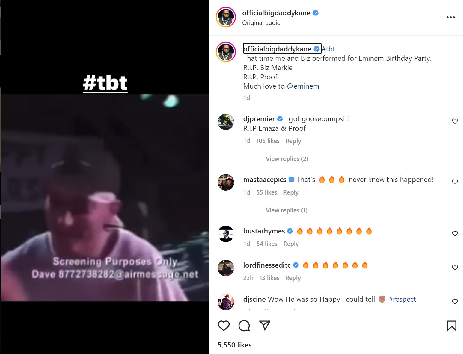 Big Daddy Kane поделился архивным видео с Бизом Марки на дне рождения ...