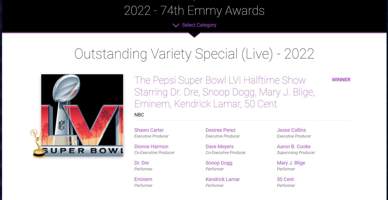 Eminem Received His First Emmy Award for Super Bowl Halftime Show