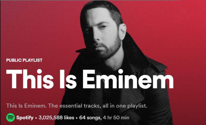 “This Is Eminem” Official Spotify Playlist Surpassed 3 Million Likes