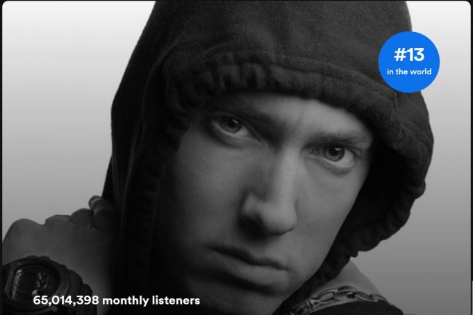 Eminem Reached New Peak of 65 Million Monthly Listeners on Spotify