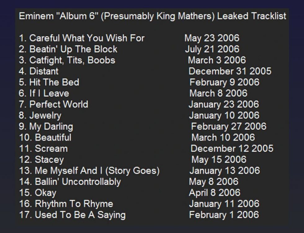 The Ghost of “King Mathers” Haunts With More Leaks: Album’s Track-List ...