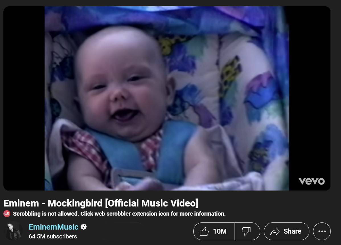 Eminem — “Mockingbird” Surpassed 10 Million Likes on YouTube