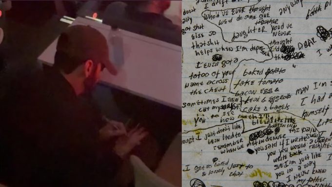 Eminem Spotted Writing During Adam Sandler’s Detroit Show